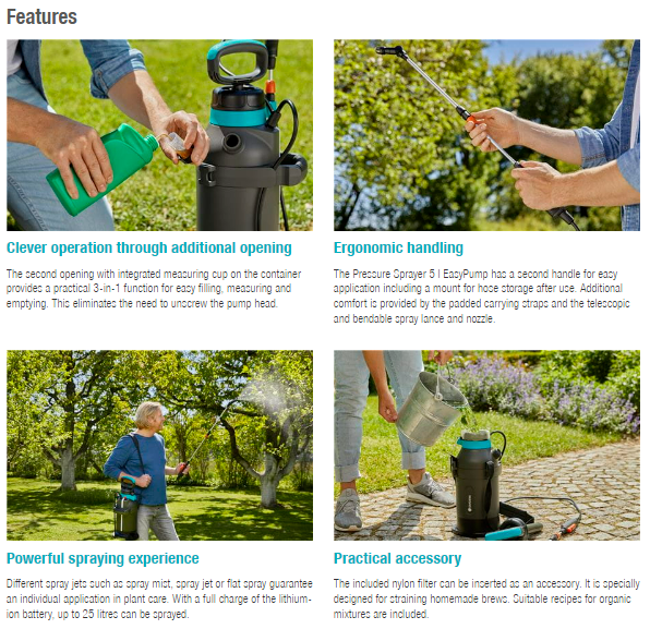 Gardena Pressure Sprayer 5 l EasyPump 11136-20 Garden Plus