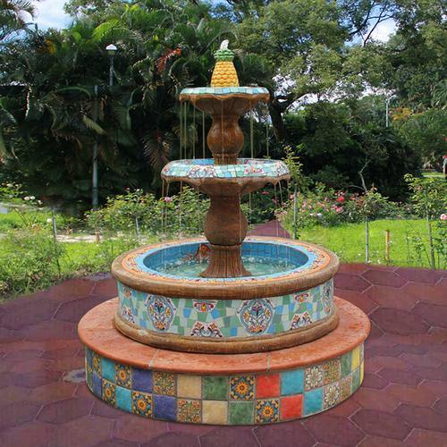 Mexican Pottery Water Fountains Mexican Tile Fountain Serra Statue